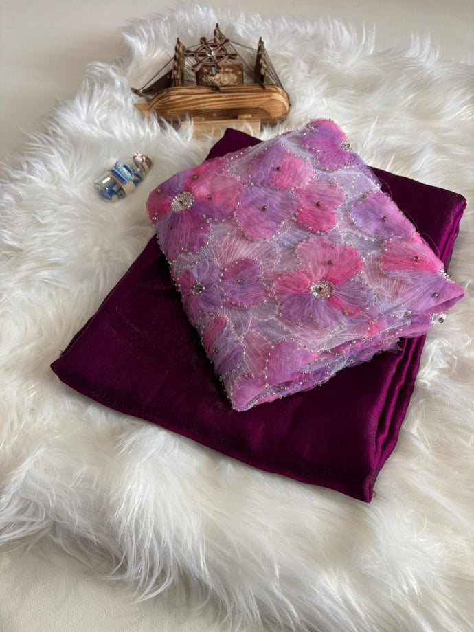 Bloom - space silk + 3D Designer Blouse 💕 – Sakhi Online Store